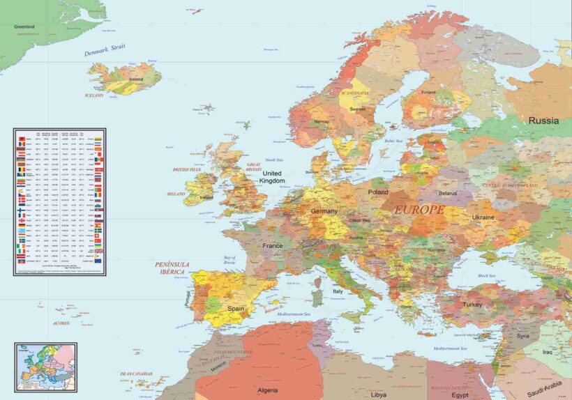 Πολιτικός χάρτης Ευρώπης με σημαίες ΚΩΔ.122 - Χάρτες: