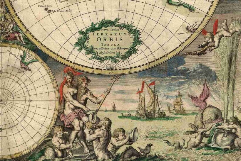 Χάρτης του 1689 καμβάς με τελάρο - Χάρτες: