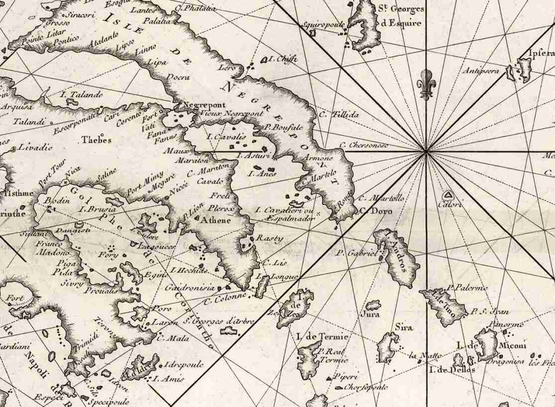 Ναυτικός χάρτης Αιγαίου αντίκα - Χάρτες: